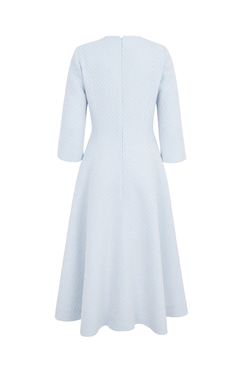 Lucy Midi Dress Light Blue Metallic Tweed | Suzannah London | Luxury ...