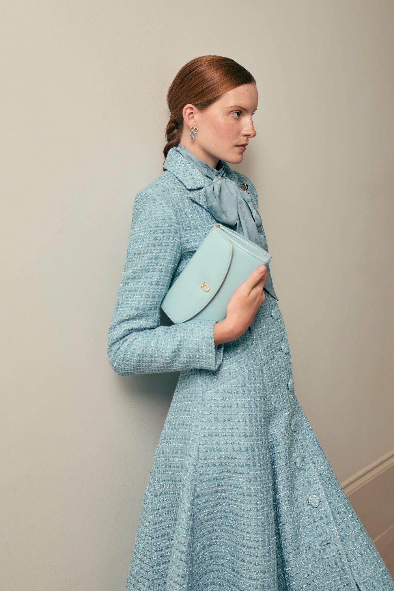 Alabama Coat Dress Ribbon Tweed Heritage Blue | Suzannah London