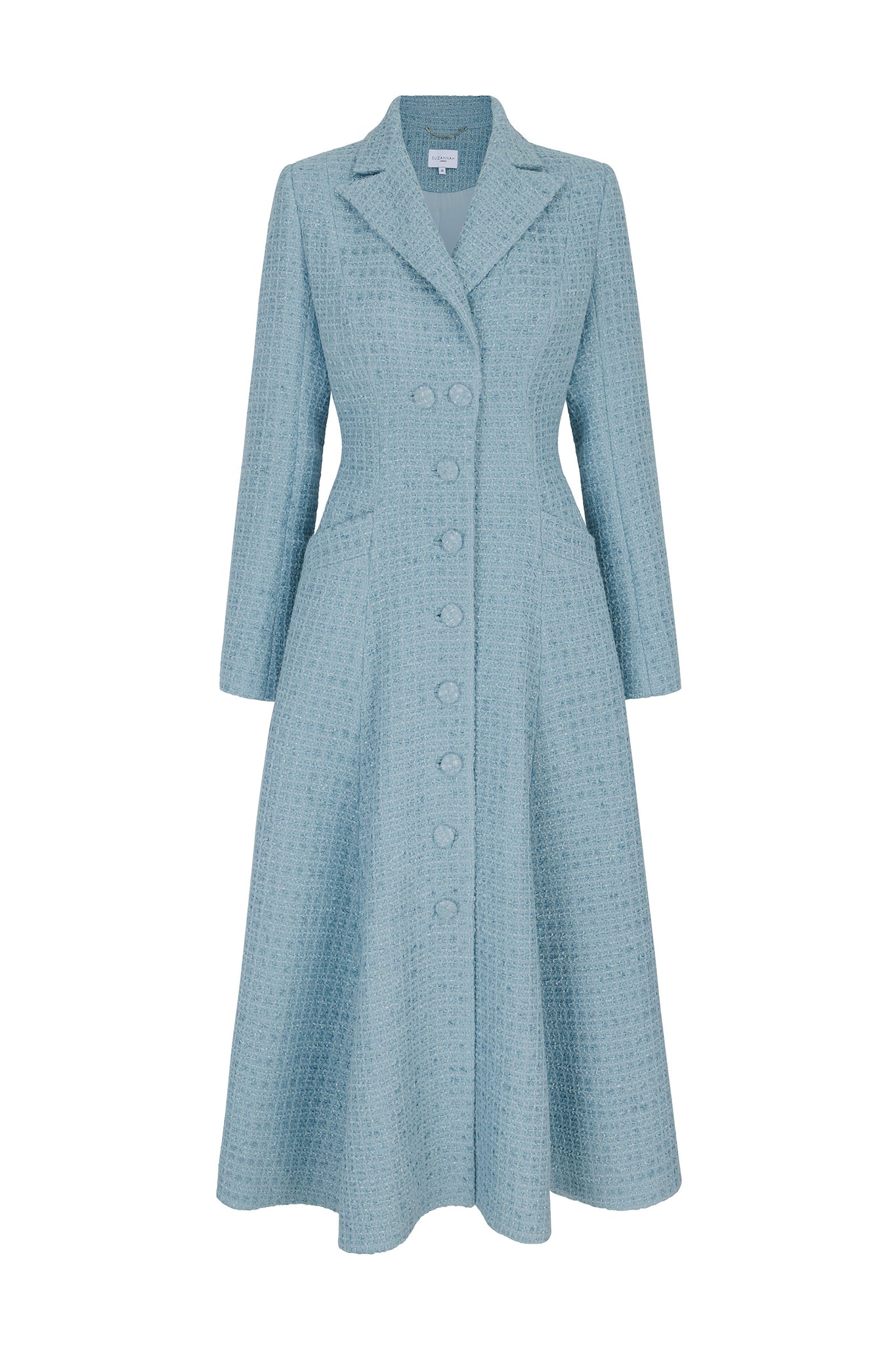 Alabama Coat Dress Ribbon Tweed Heritage Blue | Suzannah London