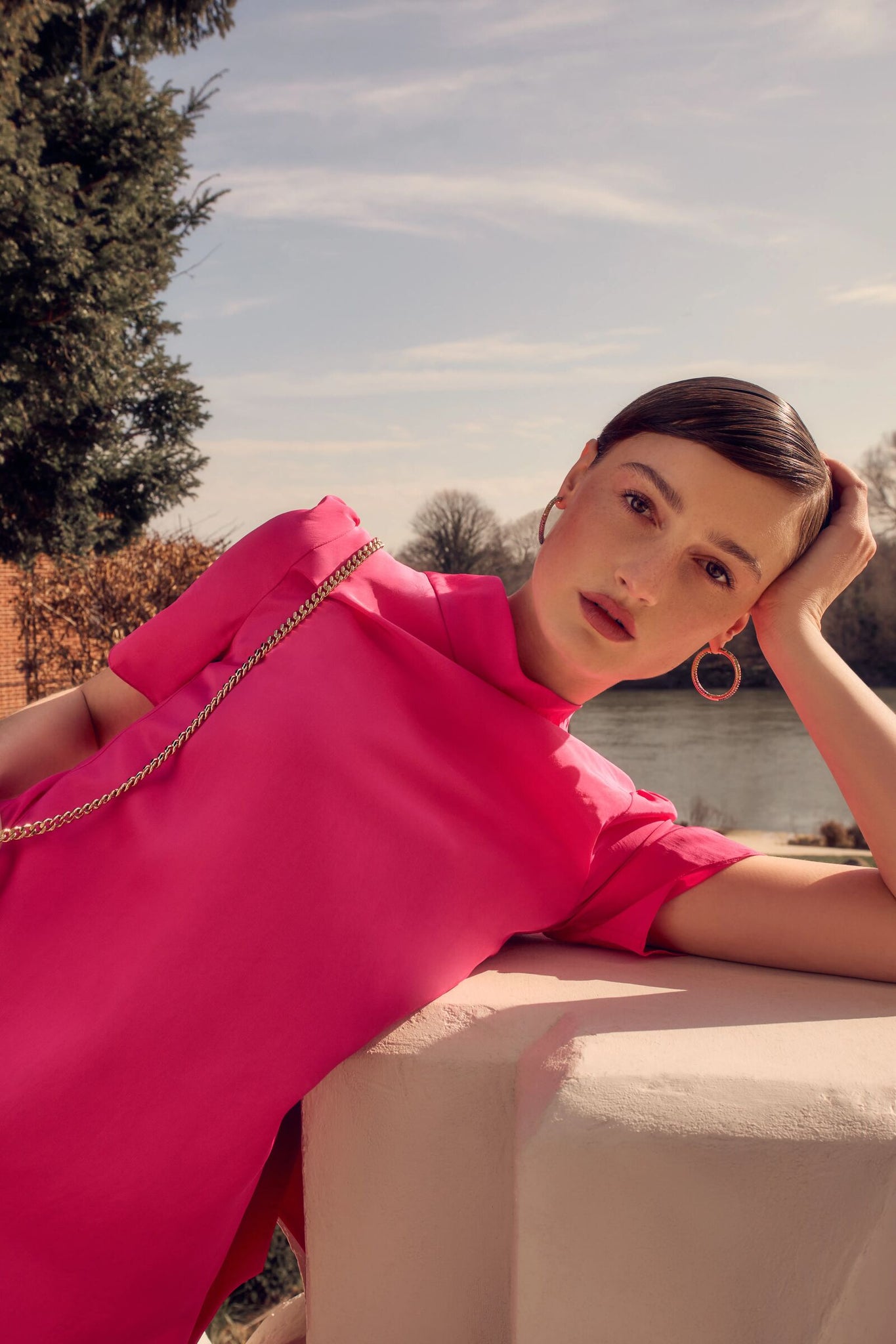 The Garland Dress Hot Pink | Suzannah London | Luxury Occasionwear