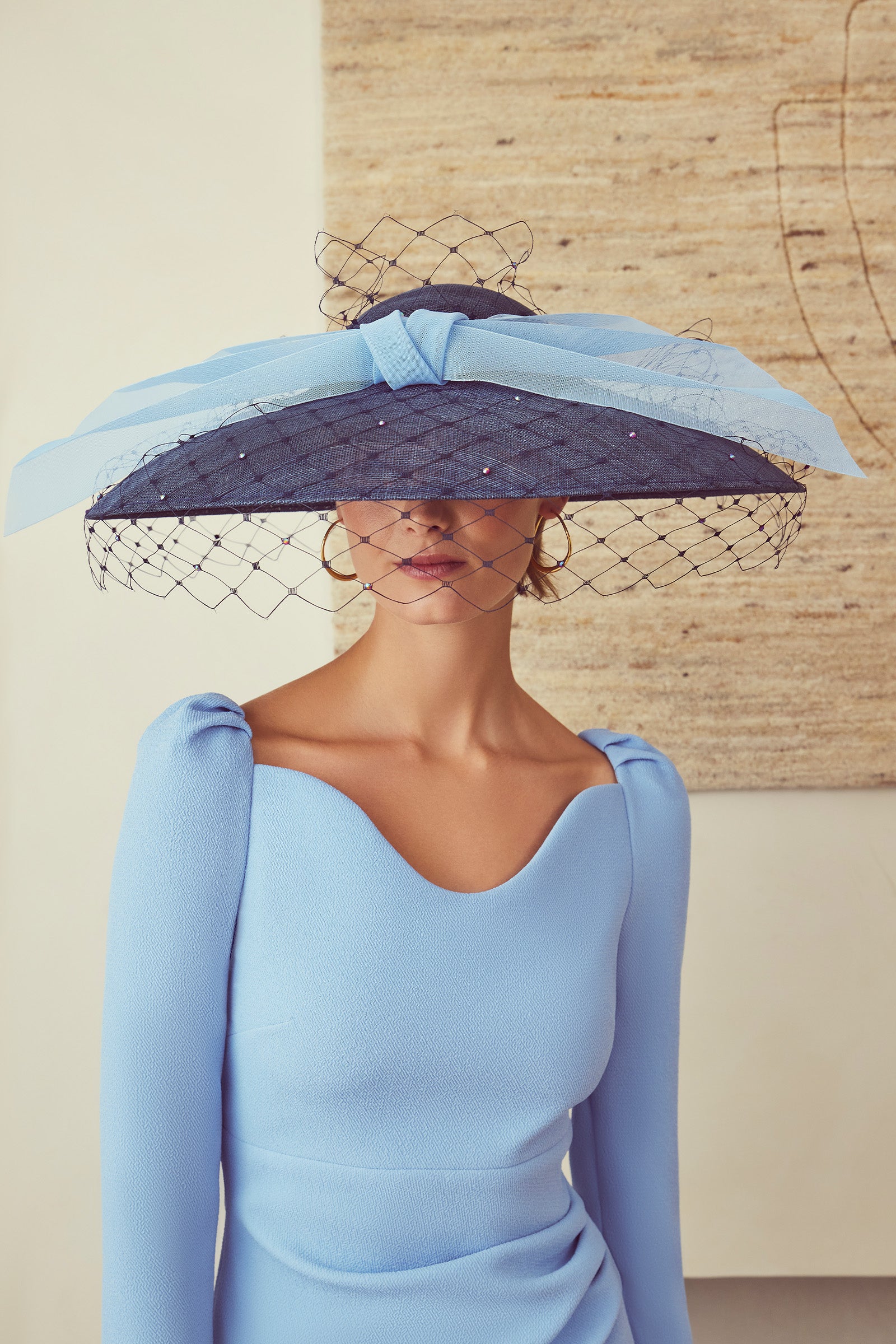 Heat Wave Navy Wide Brim Picture Hat x Awon Golding – Suzannah London