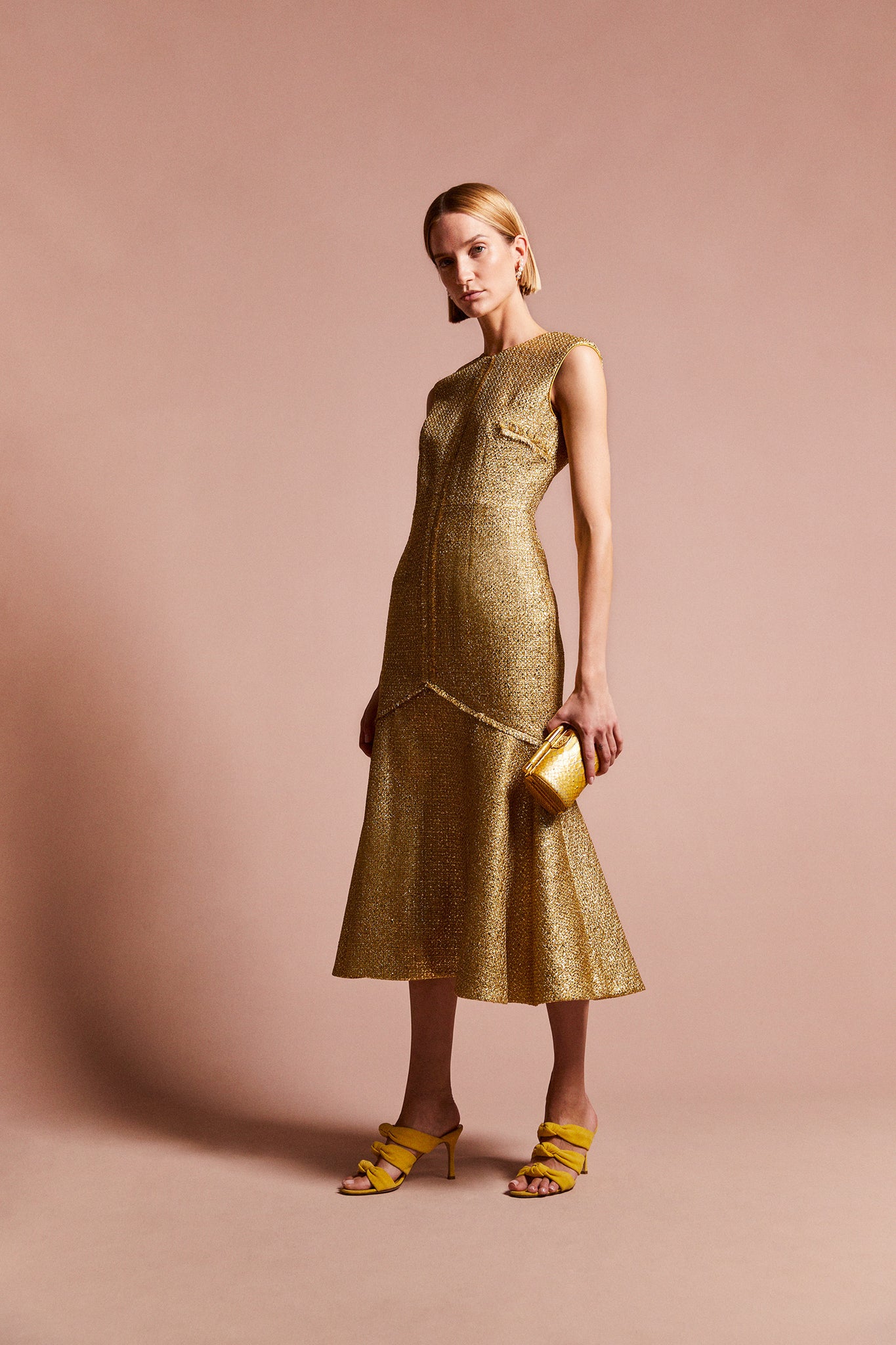 Keene Dress | Gold Tweed | Suzannah London
