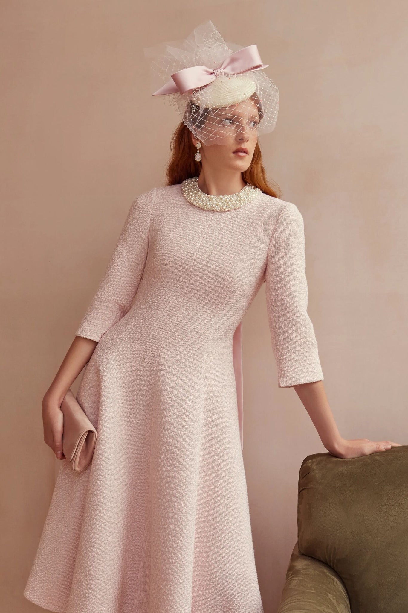 Bunty Veiled Straw Button Hat with Bow x Awon Golding – Suzannah London