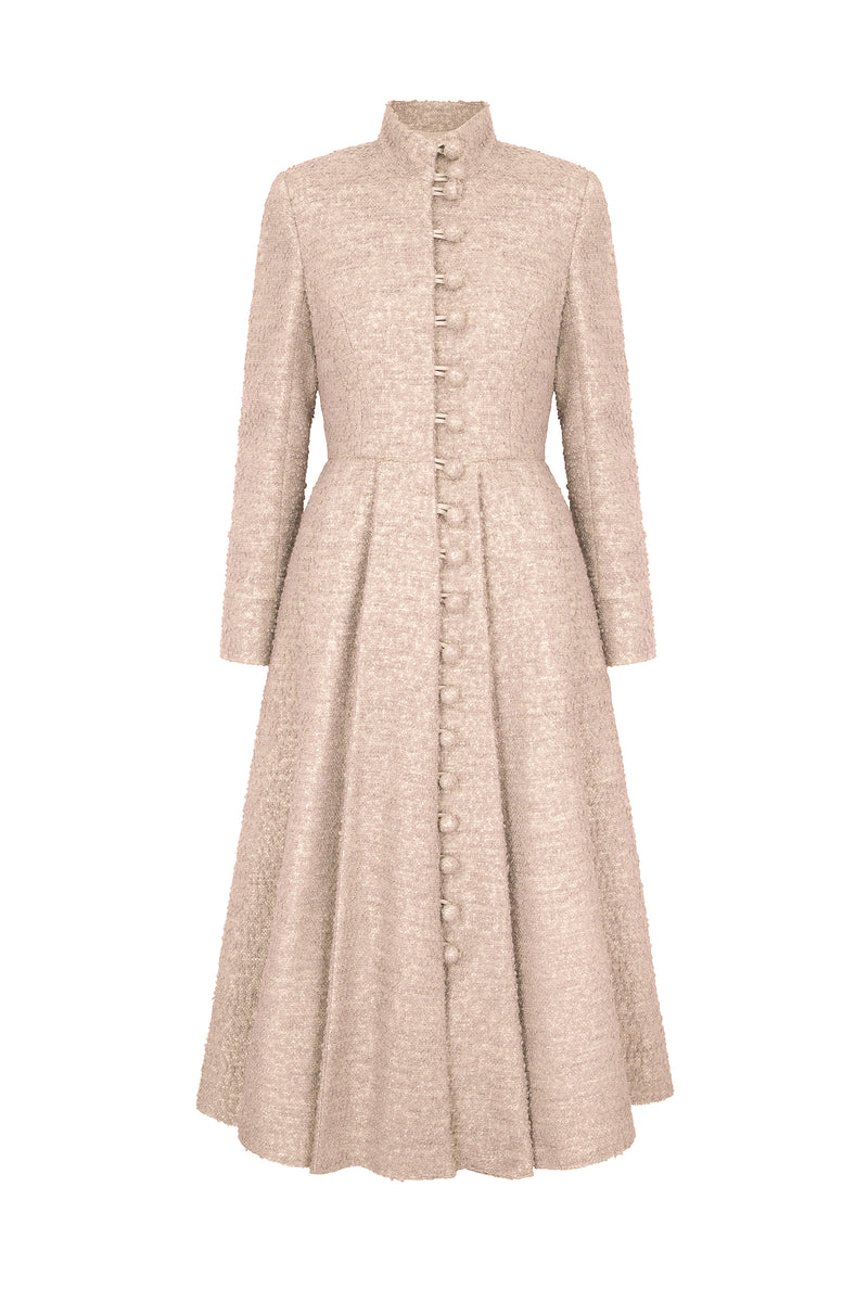 Suzannah London | Madrid Coat Dress Metallic Tweed | Blush Pink