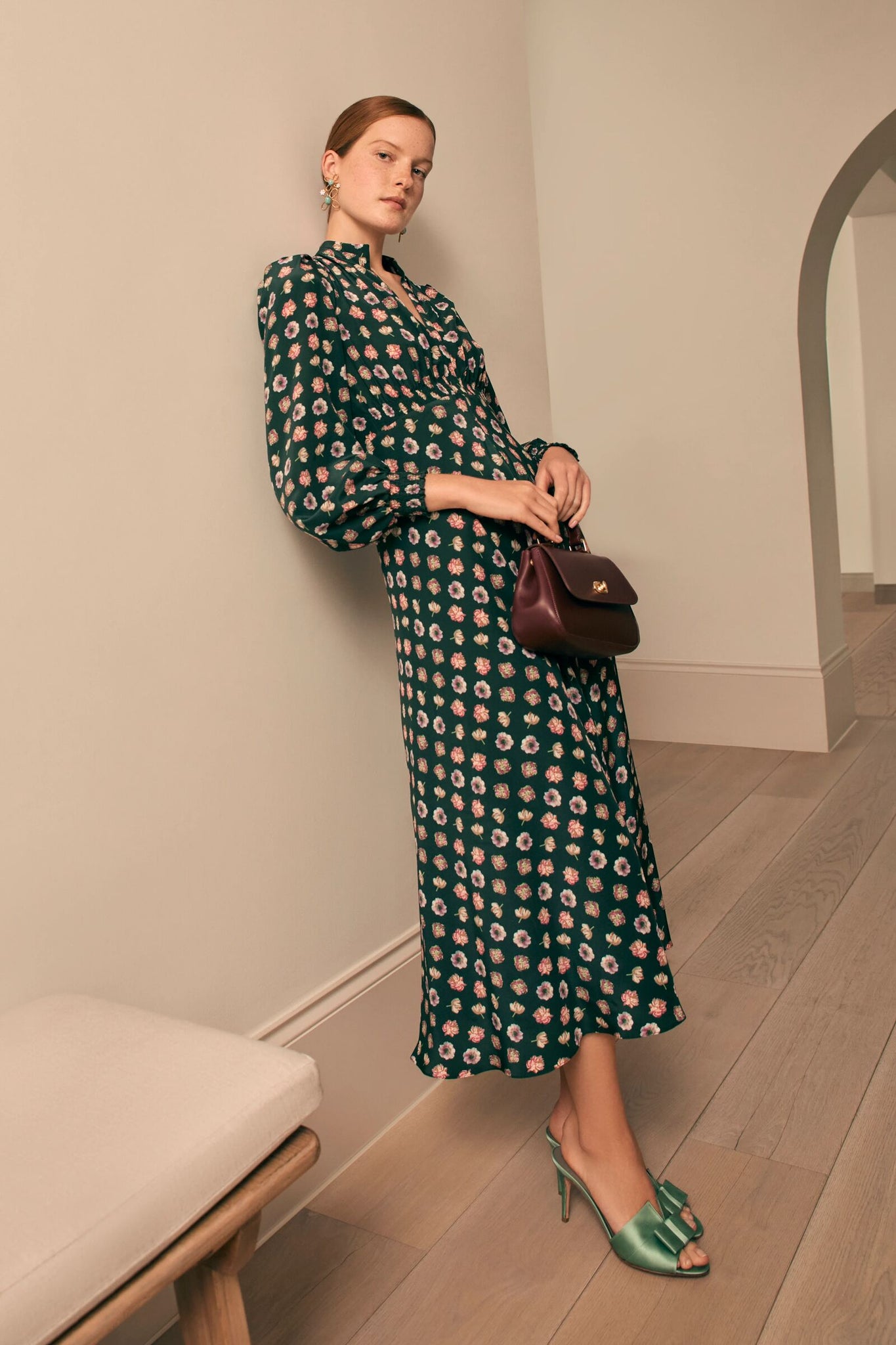 Millie Silk Tea Dress | Floral Mosaic| Suzannah London