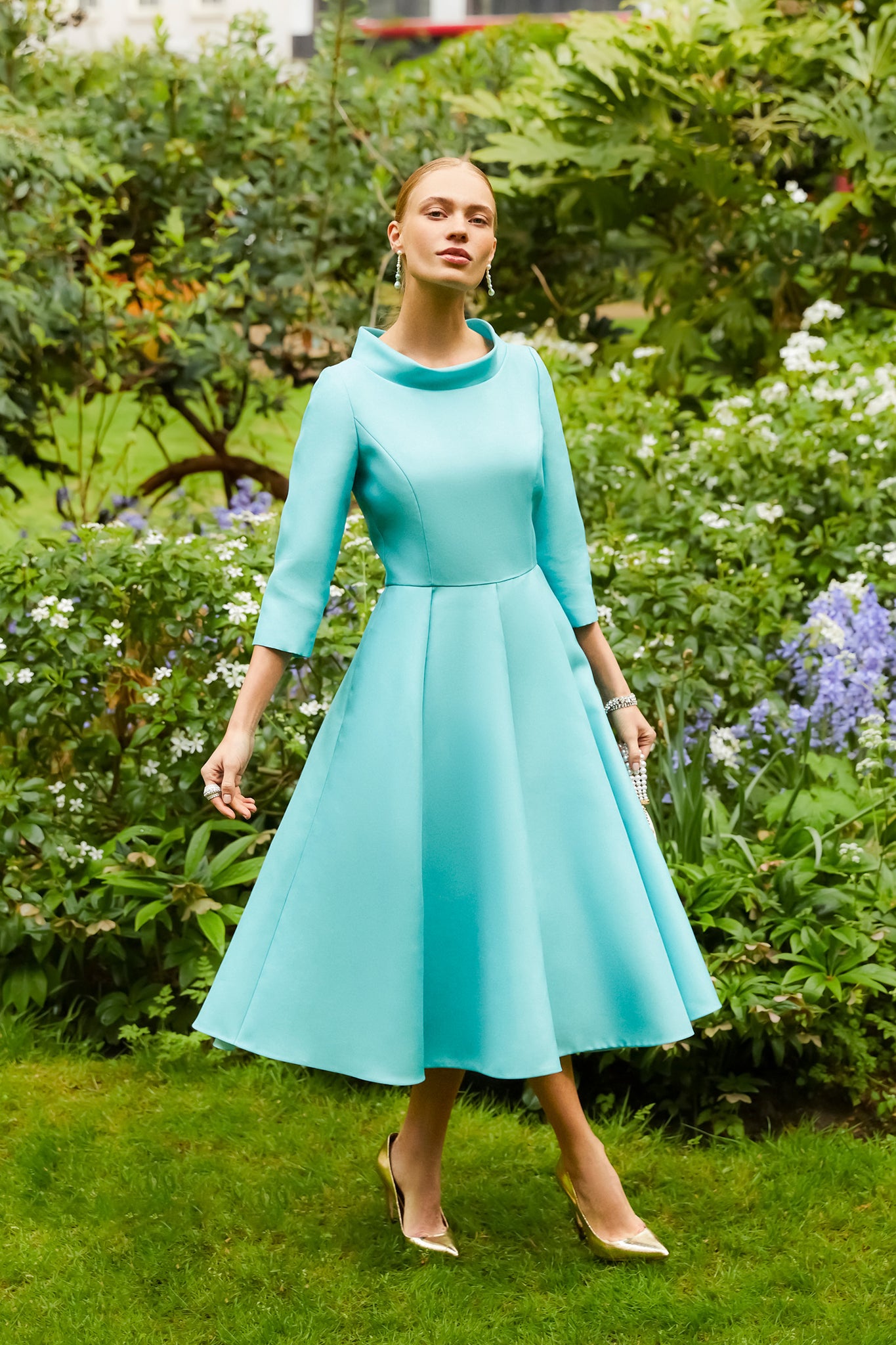 Silk Gazar Obsession Midi Dress Sea Foam – Suzannah London
