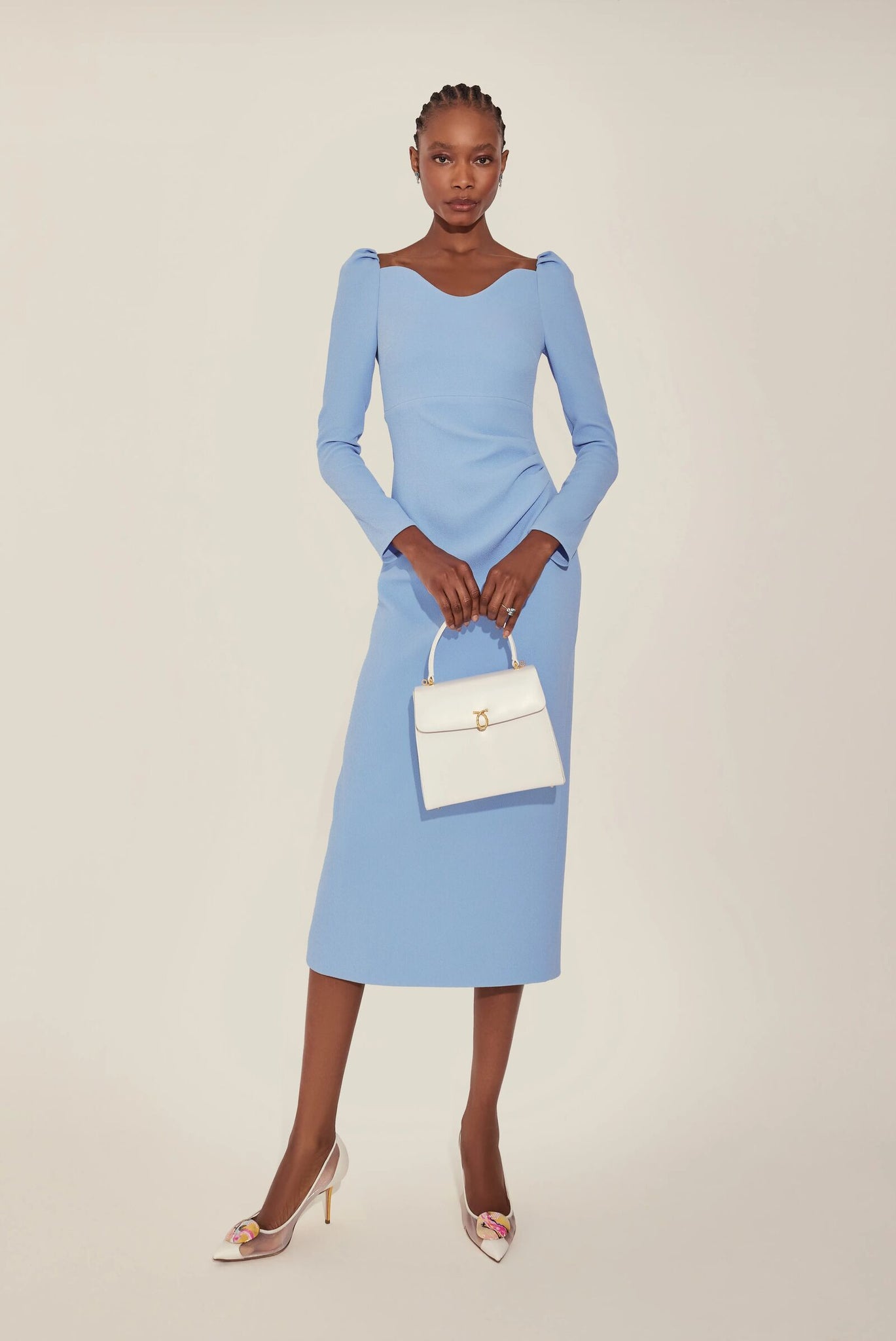 Piper Dress Breeze Blue Cloqué| Suzannah London