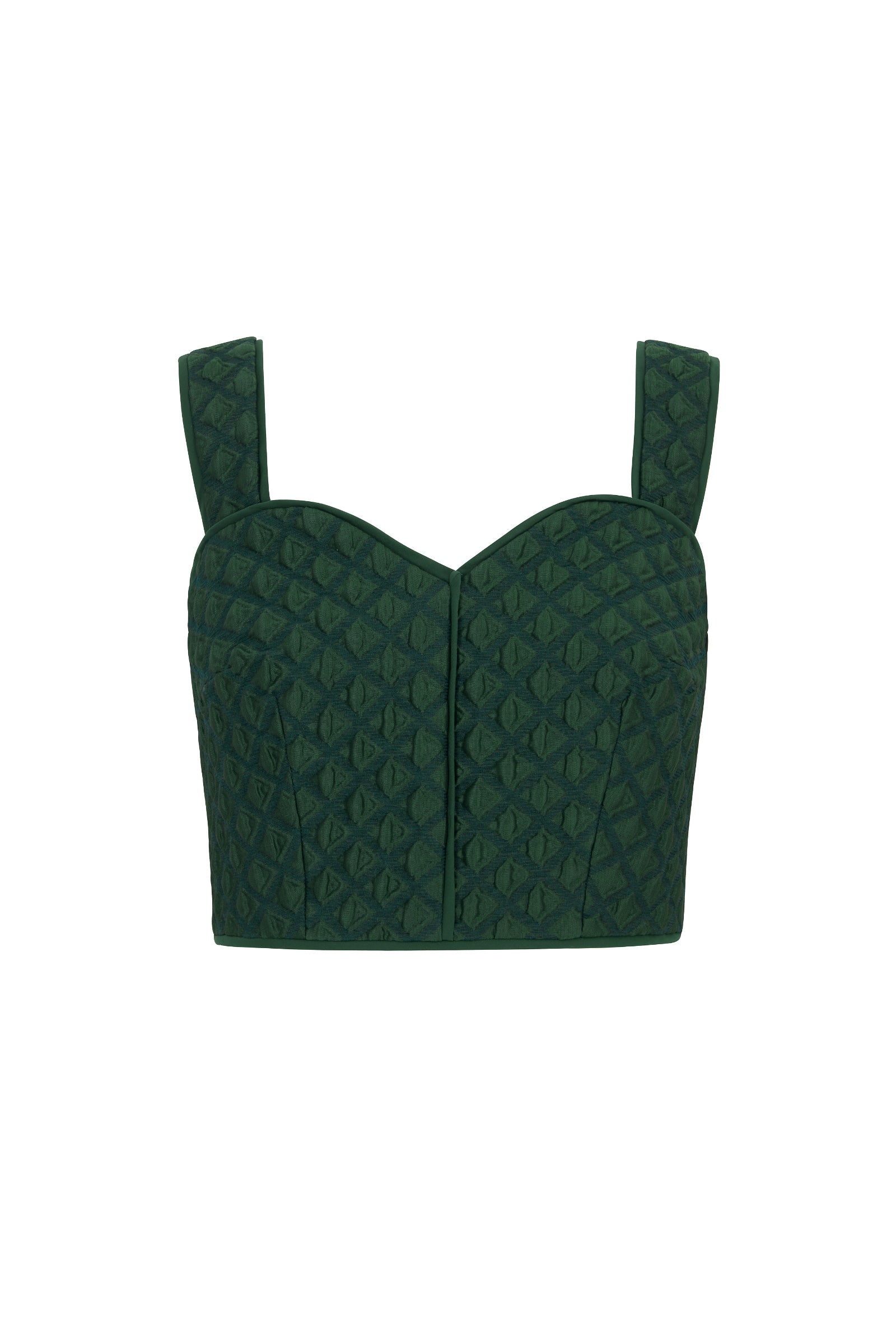 Remy Structured Bodice Top | Forest Green Diamond Cloqué | Suzannah London