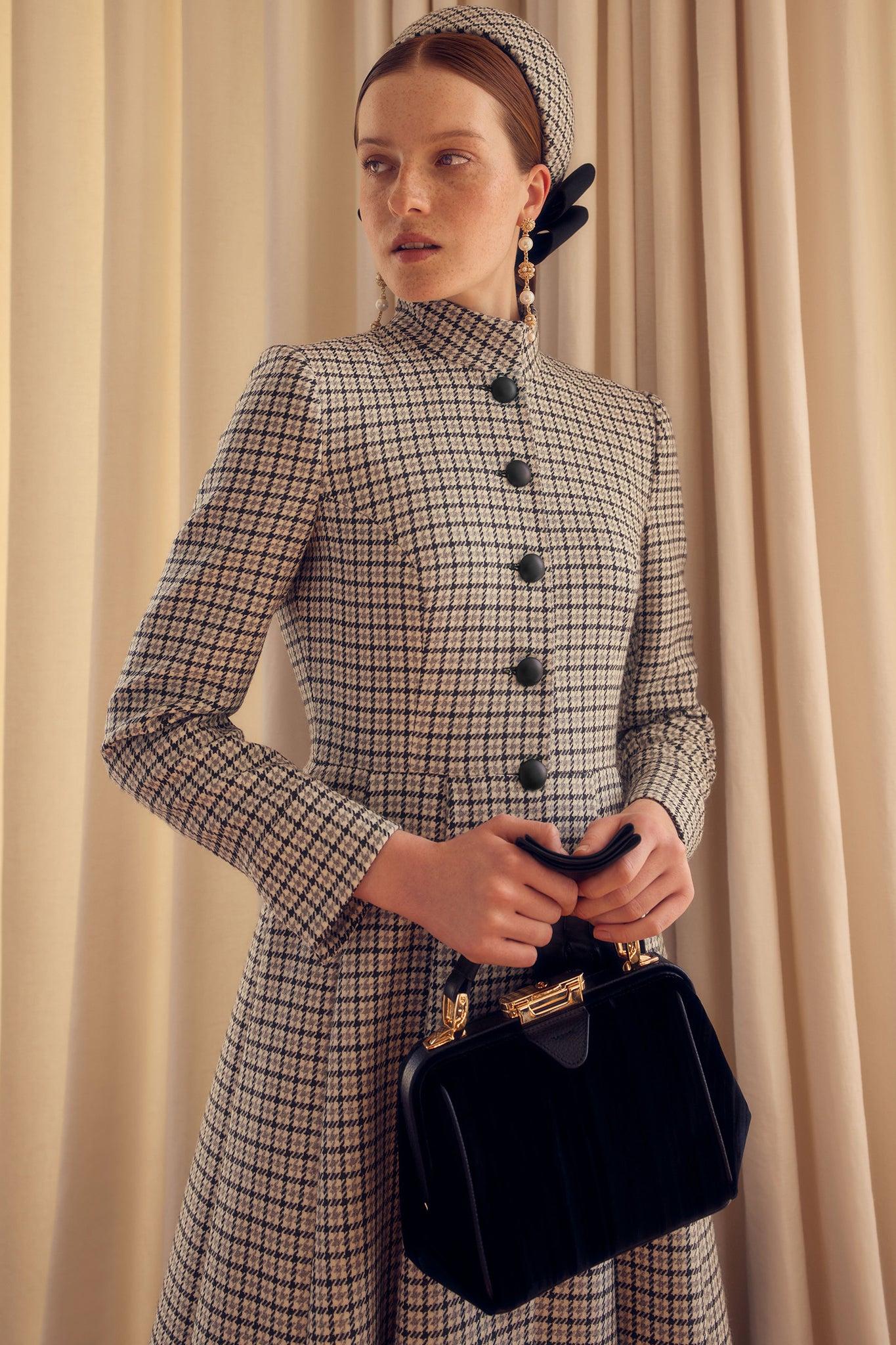 Suzannah London | Winchester Coat Dress Houndstooth Tweed