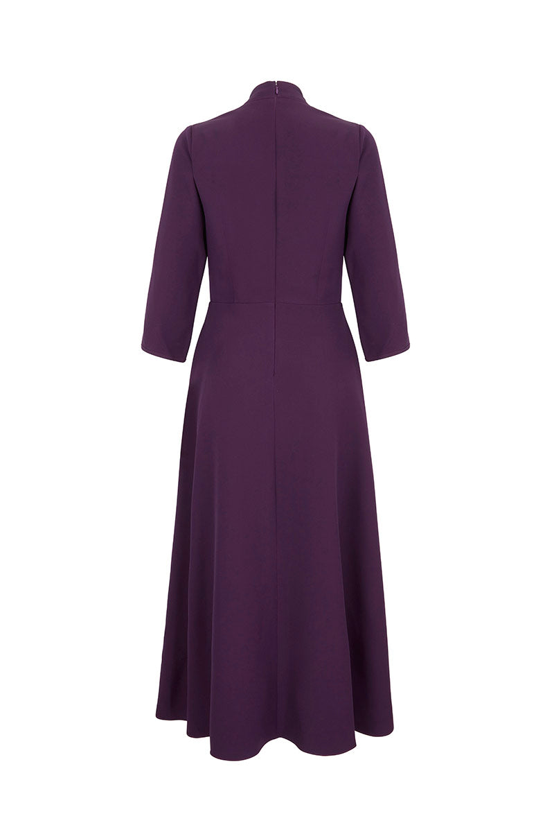 Fontaine Blackcurrant Silk Midi Dress – Suzannah London
