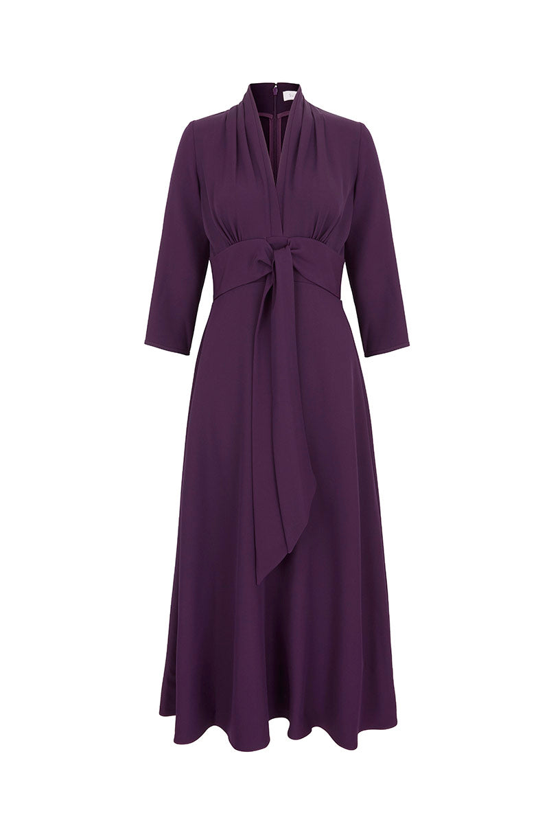 Fontaine Blackcurrant Silk Midi Dress – Suzannah London